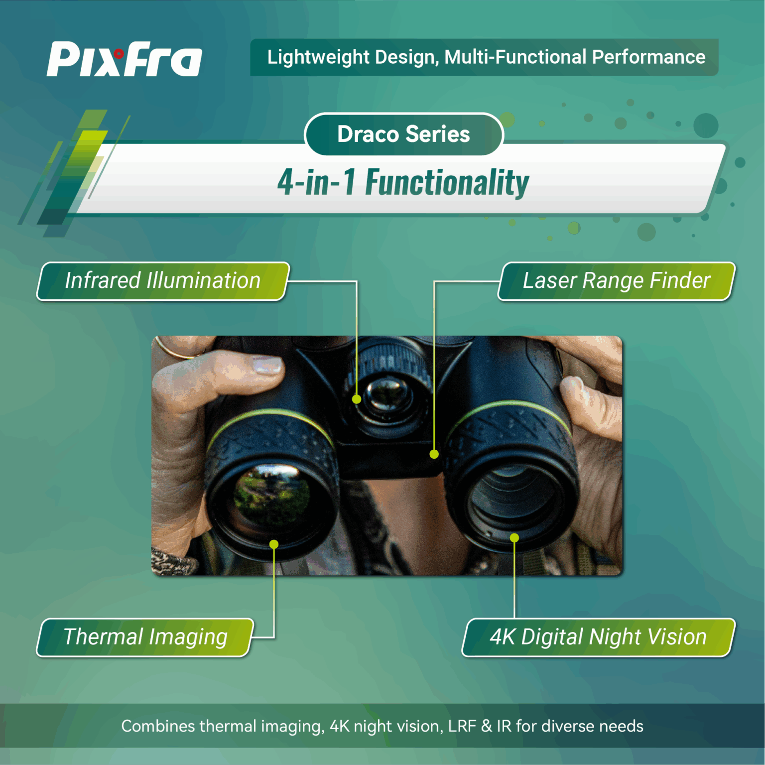 PIXFRA Draco D635 4K LRF – 4-in-1 Wärmebildfernglas mit 4K Nachtsicht ...